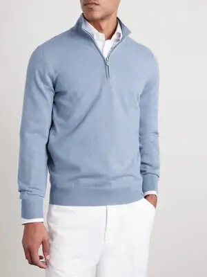 Brunello Cucinelli Cashmere Half-zip Sweater - Blue