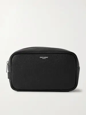 Saint Laurent Full-grain Leather Travel Pouch - Black