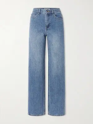 SELF-PORTRAIT Crystal-embellished Straight-leg Jeans