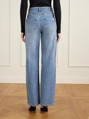 SELF-PORTRAIT Crystal-embellished Straight-leg Jeans