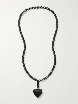 ROXANNE ASSOULIN Puffy Heart Metal Necklace - Black