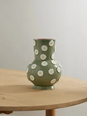 La DoubleJ Margherita Painted Ceramic Vase - Green