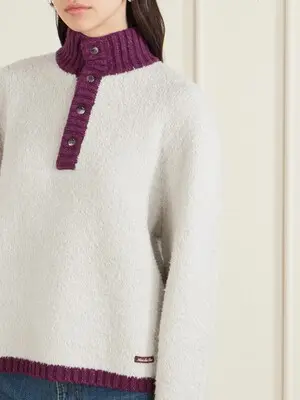 Aimé Leon Dore Chalet Appliquéd Wool-blend Chenille Sweater - Gray
