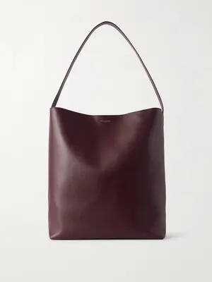 Saint Laurent Leather Tote Bag - Burgundy