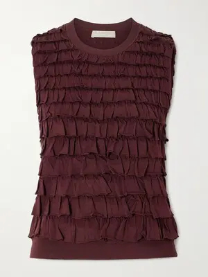 Ulla Johnson Lula Tiered Ruffled Jersey Top - Purple
