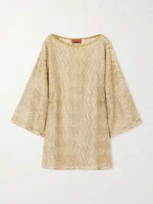 Missoni Mare Metallic Crochet-knit Coverup - Gold