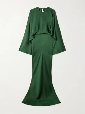 Silk Charmeuse Bell Sleeve Maxi Dresses
