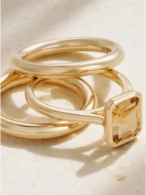 BY PARIAH Lumen Stack Set Of Three 14k Recycled Quartz Rings - Gold