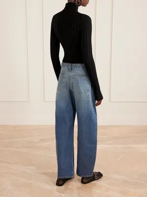 Alaïa Ribbed Wool Turtleneck Bodysuit - Black