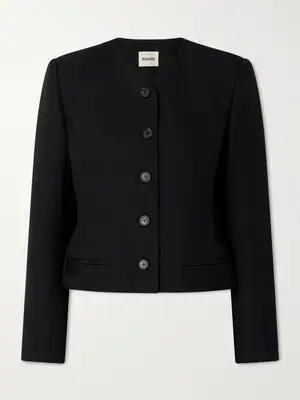 Khaite Nara Grain De Poudre Wool Jacket - Black