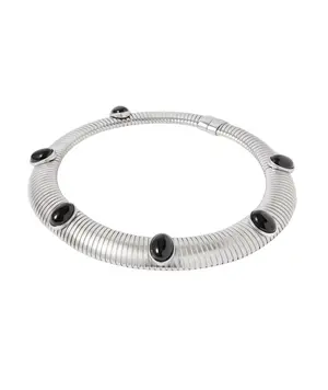 JULIETTA Celeste Rhodium-plated Onyx Choker