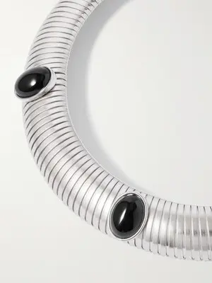 JULIETTA Celeste Rhodium-plated Onyx Choker