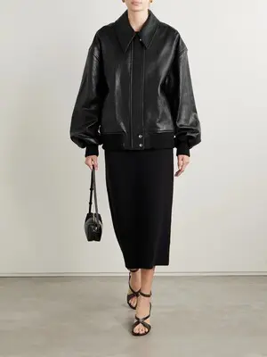 Khaite Shelman Leather Bomber Jacket