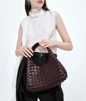 Bottega Veneta Intrecciato Leather Shoulder Bag - Dark Barolo