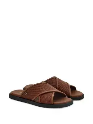 FERRAGAMO Gancini-plaque Sandals - Brown