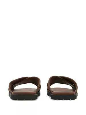 FERRAGAMO Gancini-plaque Sandals - Brown