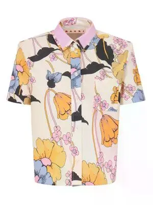 Marni Floral-print Pocket Shirt - Neutrals