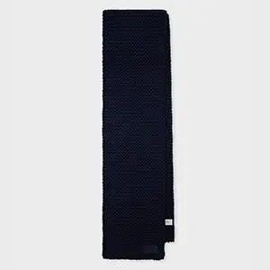 Paul Smith Navy Chunky Knit Wool Scarf - Blue