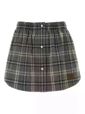 Miu Miu Checked A-line Skirt