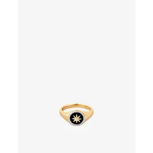 ASTRID & MIYU Star Signet Ring - 18ctgoldplatedsilver