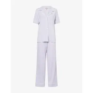 Eberjey Gisele Short-sleeve Stretch-jersey Pyjama Set - Thistle/ivory