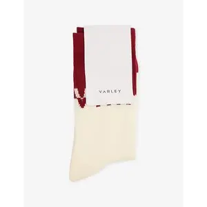 Varley Stellar Color-block Socks - Egret/red Dahlia