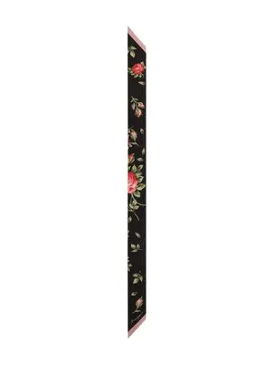 Dolce & Gabbana Roses Bouquet Print Silk Foulard - Black