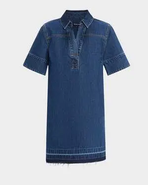 Veronica Beard Felice Denim Mini Dress - Stoned Bright Blue