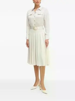 MARCIANO Polo-collar Pleated Midi Dress