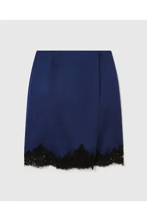 Stella McCartney Iconic Lace Trim Midi Skirt - Black