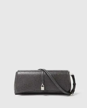 Stella McCartney Ryder Ostrich Pochette Shoulder Bag Slate