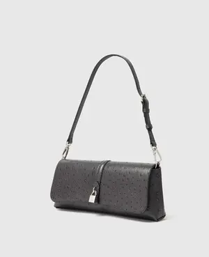 Stella McCartney Ryder Ostrich Pochette Shoulder Bag - Slate