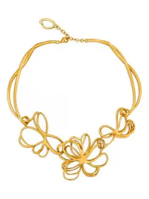 Oscar De La Renta Threaded Flower Necklace - Gold