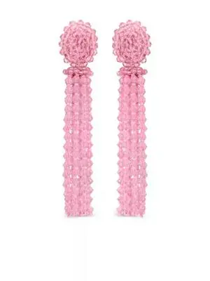 Oscar De La Renta Beaded Tassel Earrings - Pink