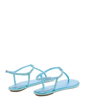 Rene Caovilla Thong Sandals - Aqua Satin