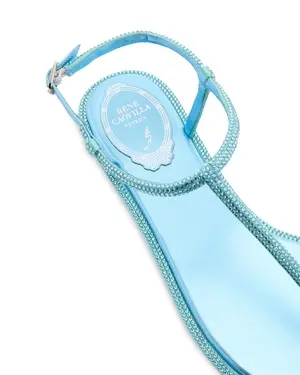 Rene Caovilla Thong Sandals - Aqua Satin