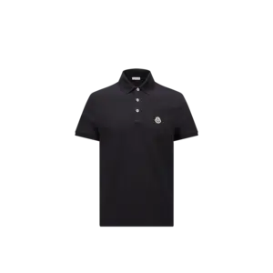 Moncler Moncler Collection Logo Patch Cotton Piquet Polo Shirt Blue