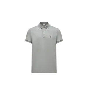 Moncler Logo Patch Cotton Piquet Polo Shirt - Grey