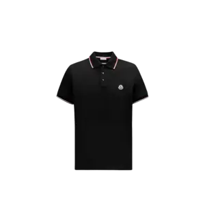 Moncler Tricolor-trimmed Cotton Piquet Polo Shirt - Black