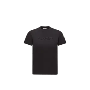 Moncler Embroidered Cotton T-shirt - Black