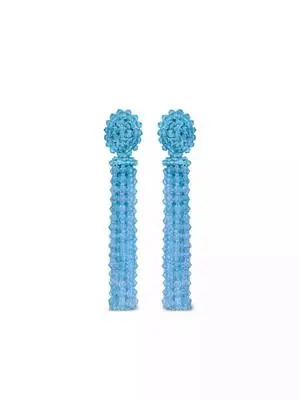 Oscar De La Renta Beaded Tassel Earrings - Blue