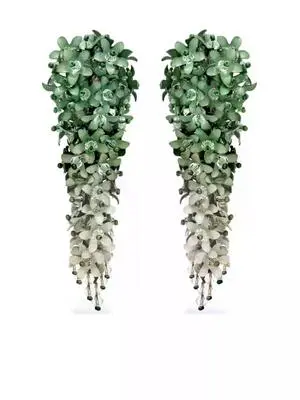 Oscar De La Renta Cascading Flower Drop Earrings - Green