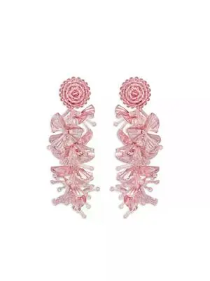 Oscar De La Renta Sequin Floral Drop Earrings - Pink