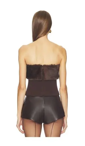 CAMILA COELHO Isadora Fur-trimmed Top