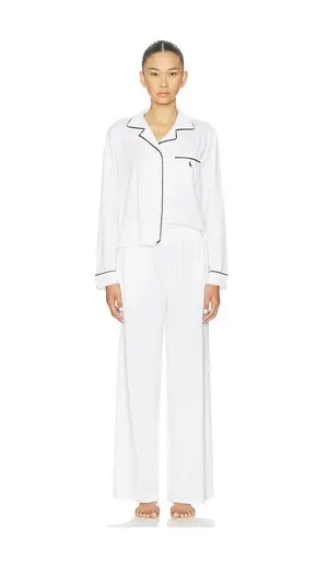 Polo Ralph Lauren Long Sleeve & Pant Pj Set In Ivory