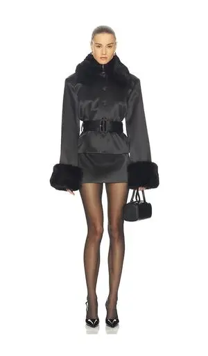 CAMILA COELHO Julieta Jacket With Faux Fur Trim