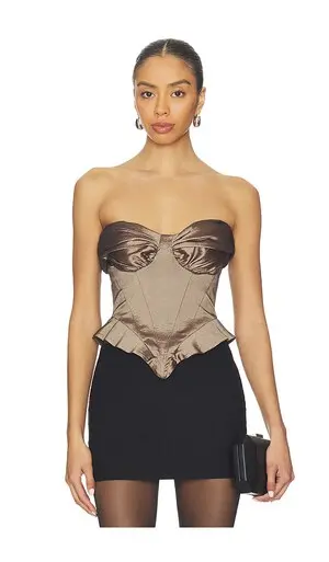 CAMILA COELHO Amaranta Metallic Bustier Top