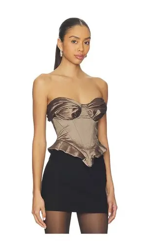CAMILA COELHO Amaranta Metallic Bustier Top