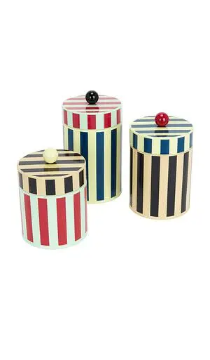 DUSEN DUSEN Set Of 3 Stripe Canister