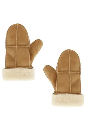Saint Laurent Shearling Mittens - Beige